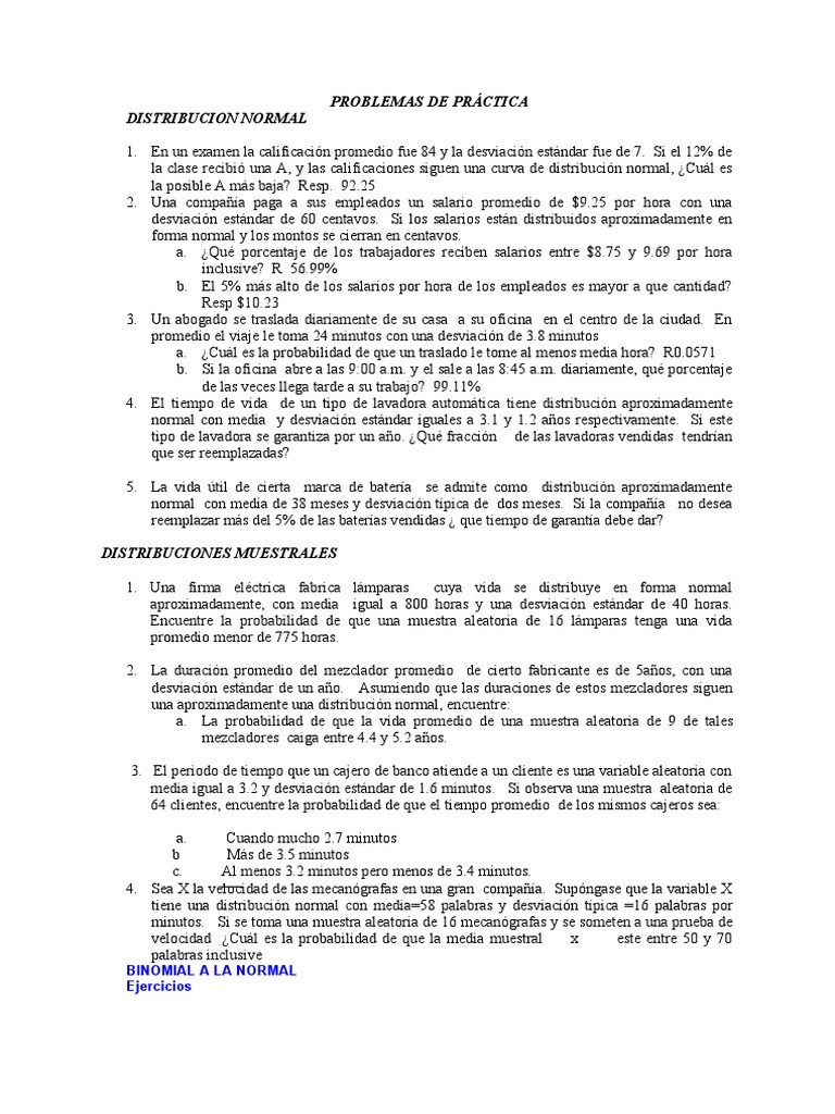 4 Tarea Normal Muestral Binomial | PDF | Desviación Estándar | Media