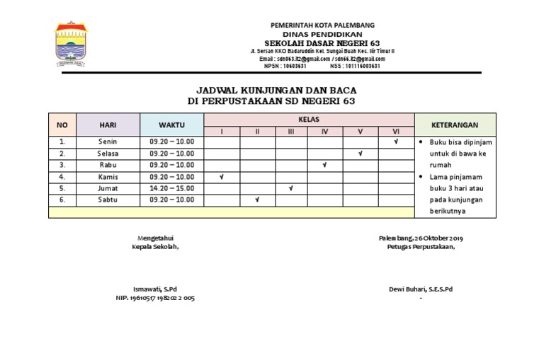 Jadwal Kunjungan Perpustakaan | PDF