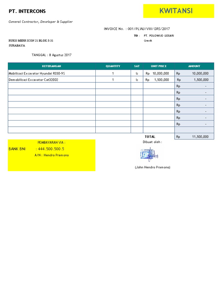 Invoice No. 1 Cat Tgl. 27 Jan - 10 Feb 2017 | PDF