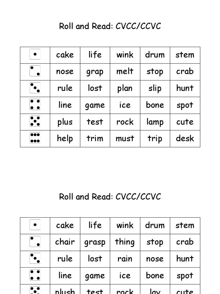 Roll and Read_ CVCC_CCVC - Google Docs | PDF