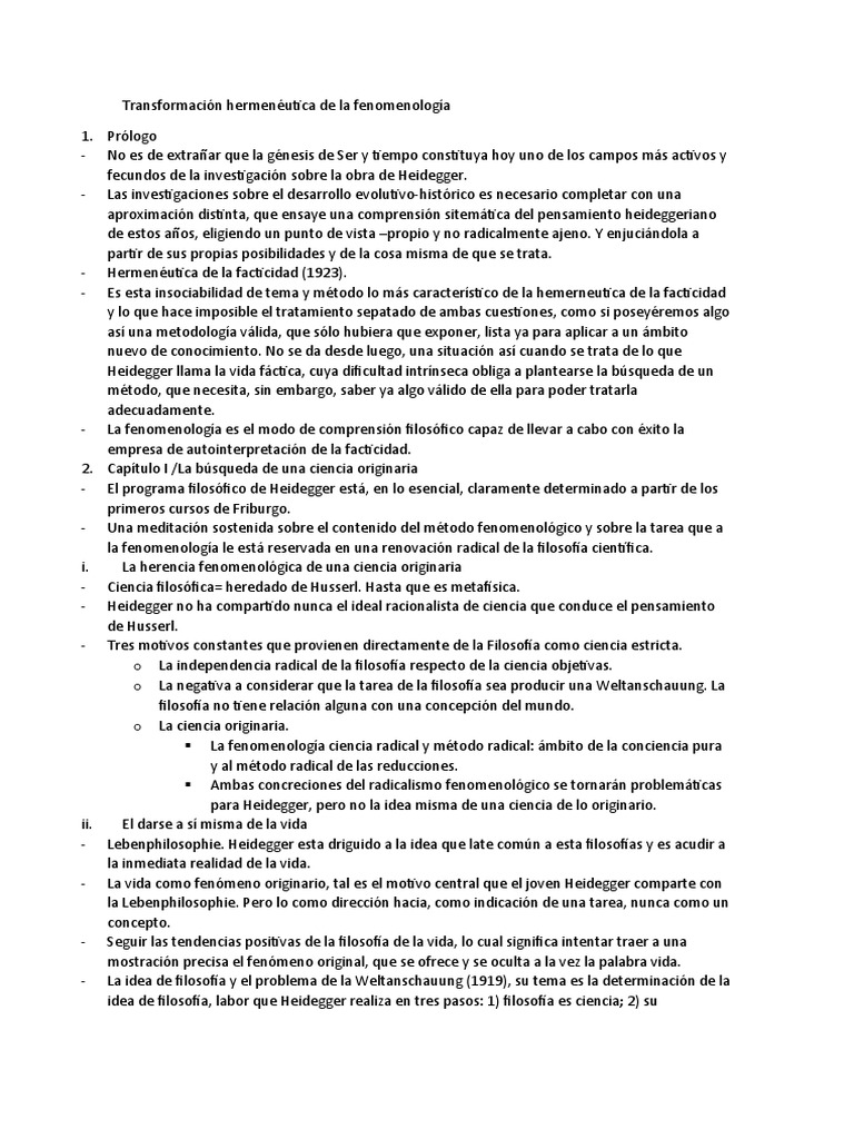 Fenomenología y Hermenéutica en Heidegger | PDF | Edmund Husserl | Martin Heidegger