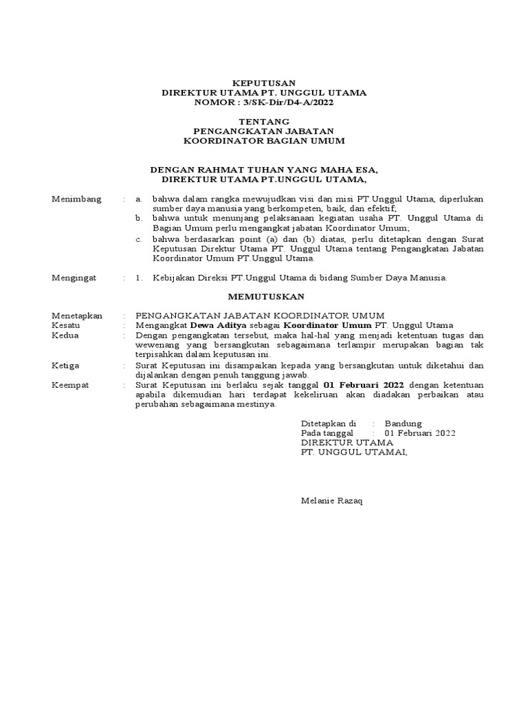 SK Perubahan Jabatan | PDF