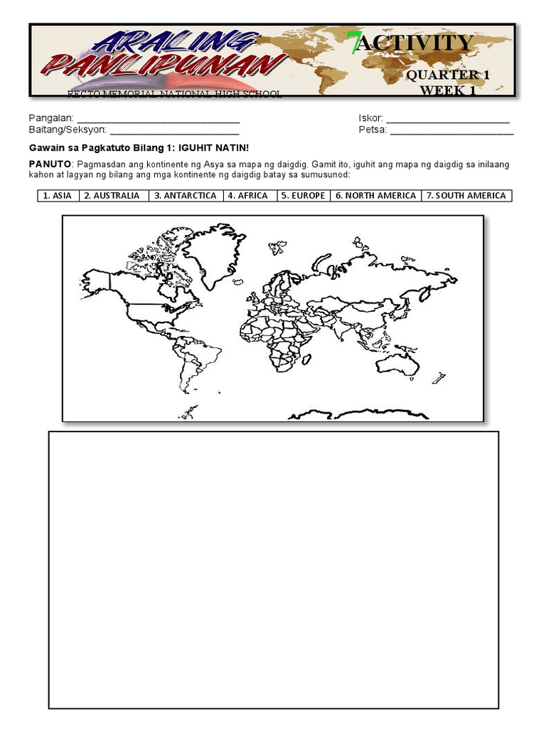 ANSWER SHEET Q1 Week 1 | PDF
