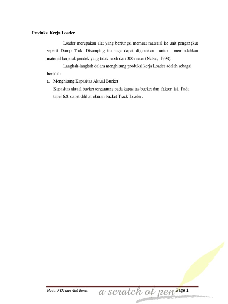Produksi Kerja Loader Dan Biaya Kepemilikan Alat Berat | PDF Produksi Kerja Loader Dan Biaya Kepemilikan Alat Berat | PDF