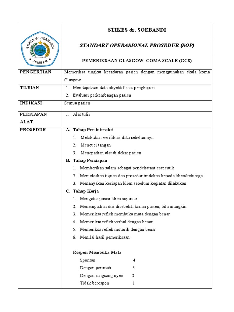 Standart Operasional Prosedur (Sop) : Stikes Dr. Soebandi | PDF