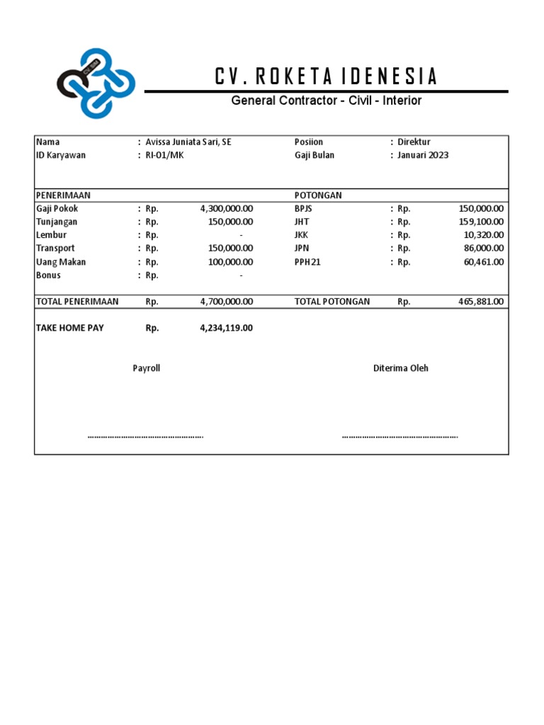 contoh slip gaji | PDF