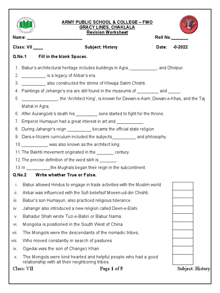 7th History | PDF | Mughal Empire | Timurid Dynasty
