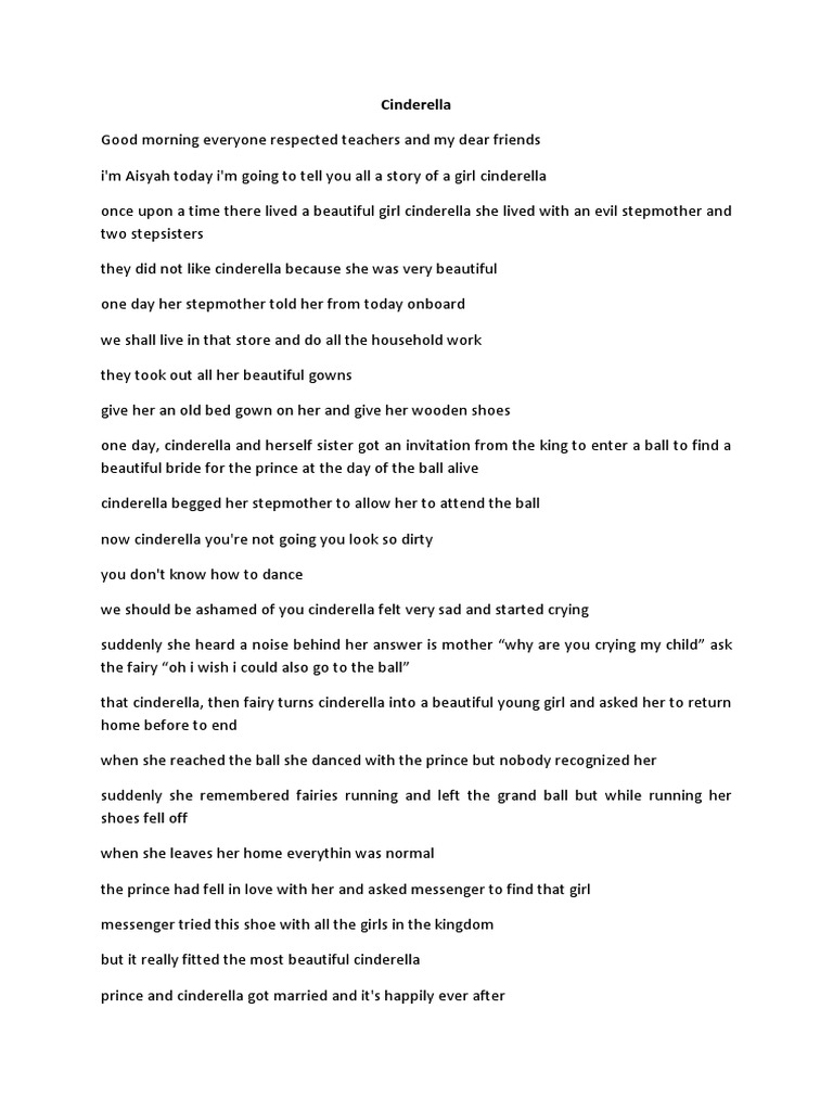 Cinderella: A Short Story Summary | PDF