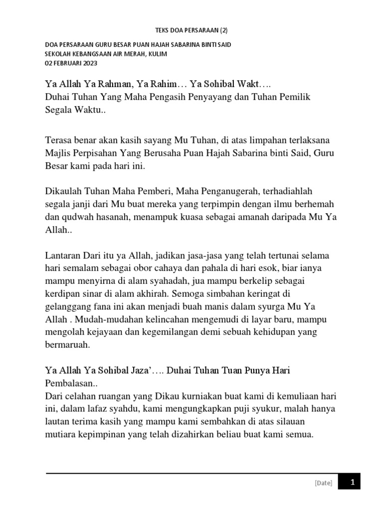 Teks Doa Persaraan | PDF | Agama & Spiritualitas