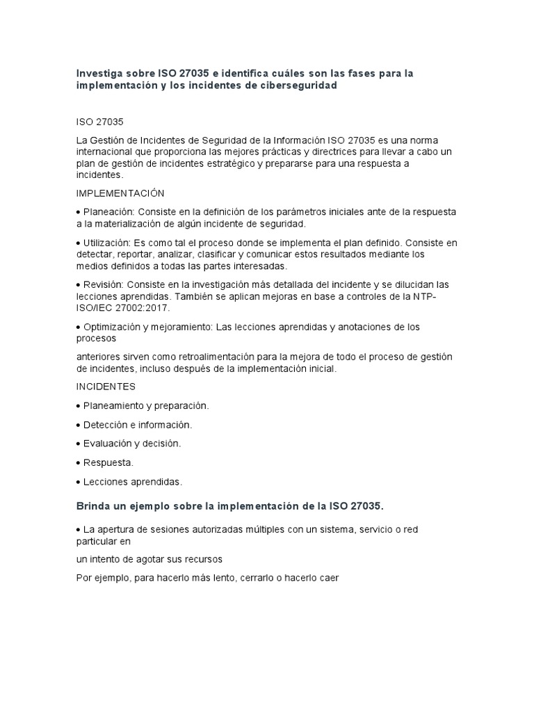 TAREA - Sobre ISO 27035 | PDF