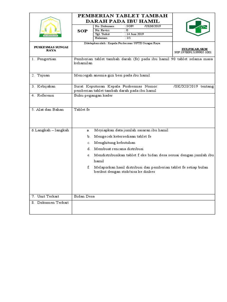Sop Tablet Fe Ibu Hamil | PDF | Kesehatan Holistik