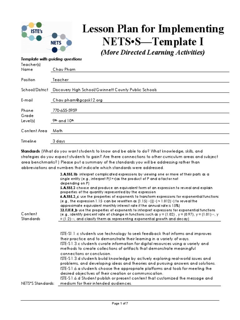 Pham Chau Module 6 Lesson Plan and Implementation | PDF