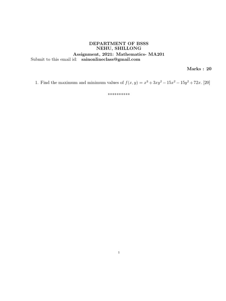 Assignment 2021 MA 201 - For Marks | PDF