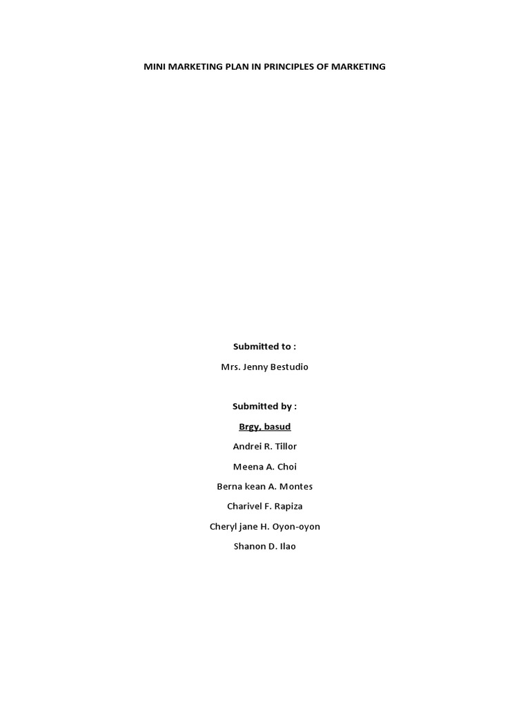 Mini Marketing Plan Overview | PDF | Business