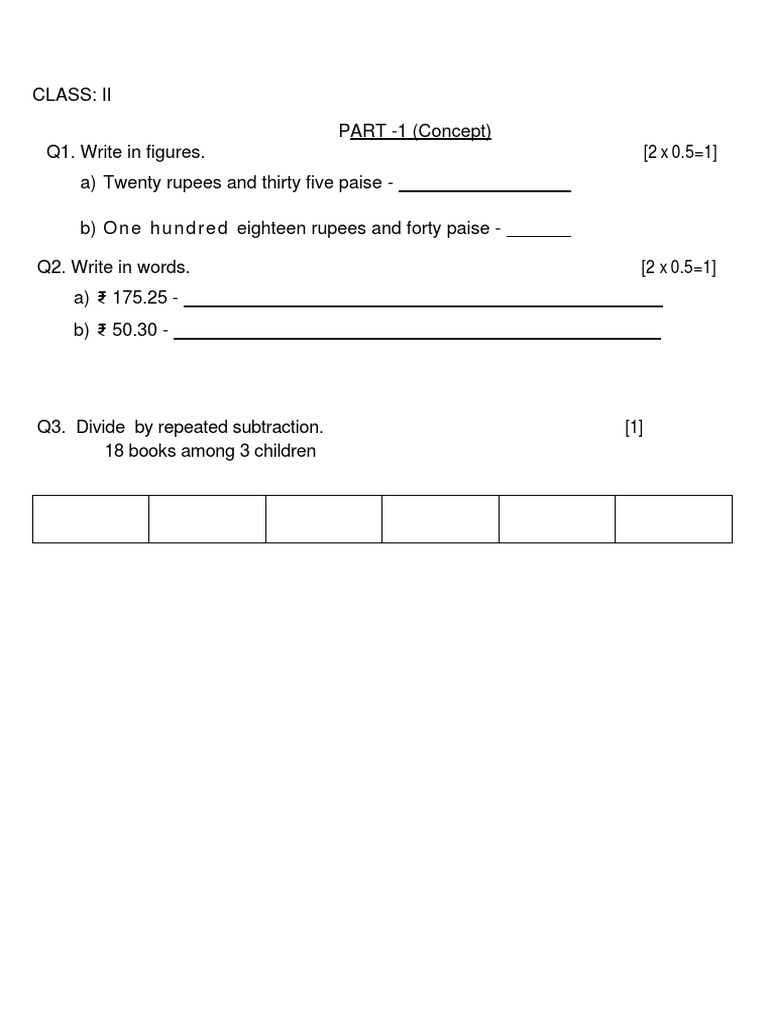 Division Worksheet for Class 2 | PDF | Division (Mathematics ...
