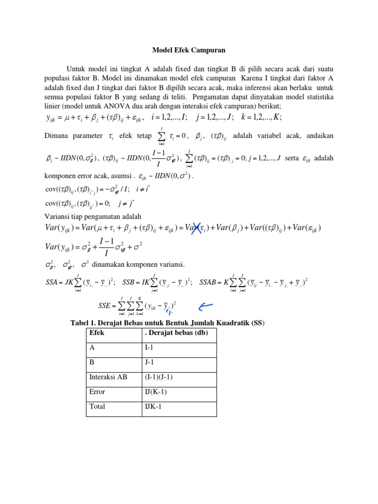 Model utk anova dua arah efek campuran | PDF