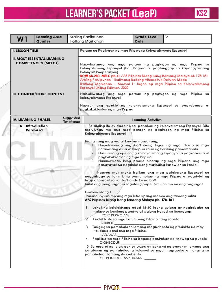 AP5-Q3-Week 1-LeaP | PDF