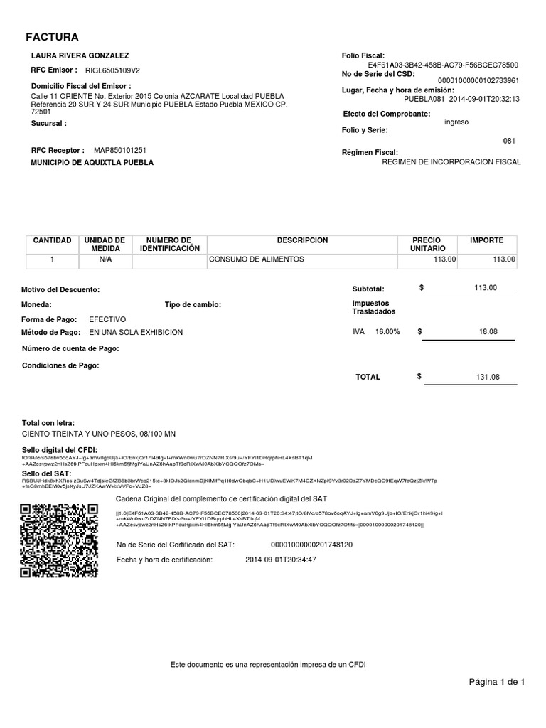 FACTURA CASETAS PINFRA MEXICO | PDF