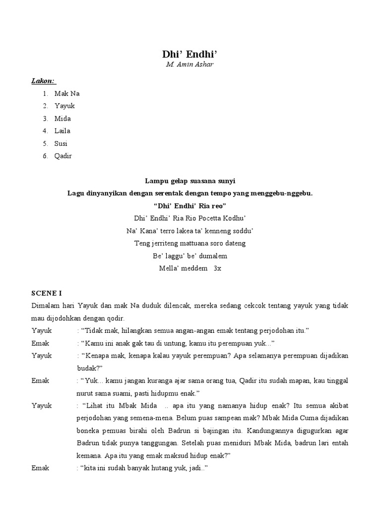 Naskah Dhi' Endhi' | PDF