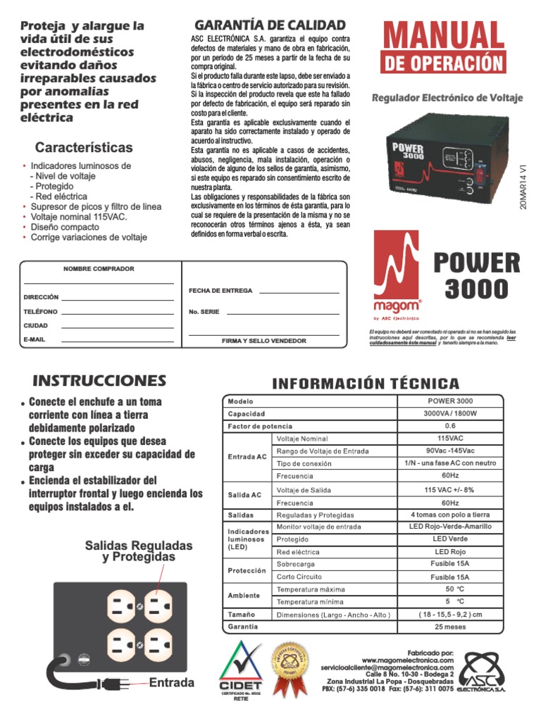 Manual Power 3000 v1 | PDF | Ingenieria Eléctrica | Diodo emisor de luz