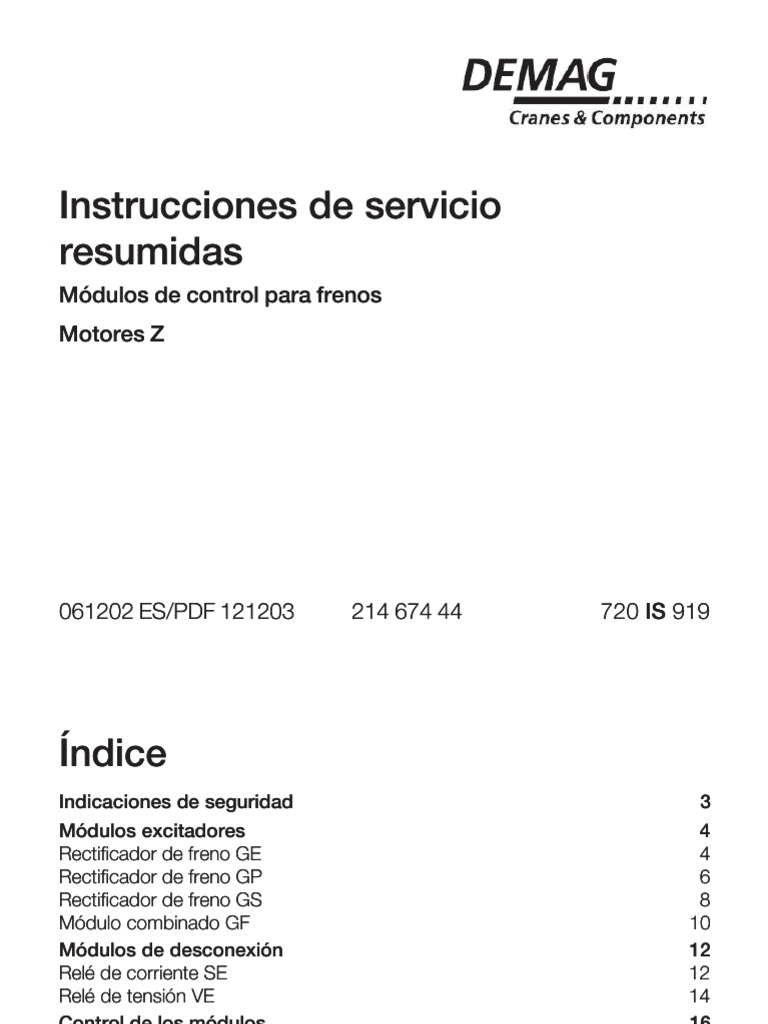 Instrucciones de Servicio Demag | PDF