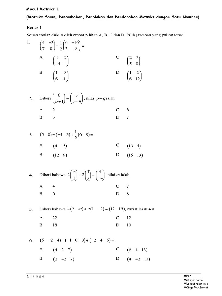 Latihan Matriks 1 | PDF
