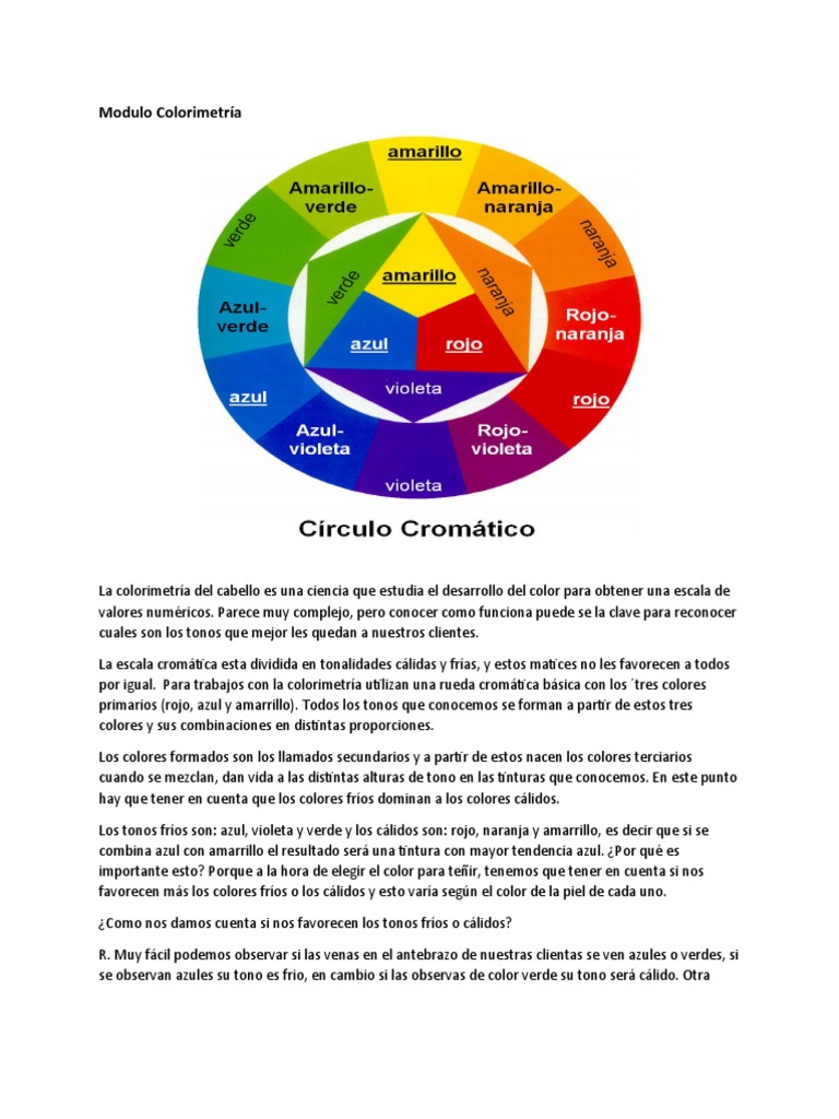 Colorimetría del Cabello: Guía Esencial | PDF