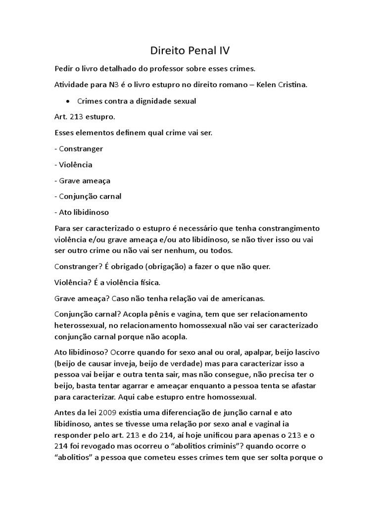 Ato Libidinoso e Crimes Sexuais | PDF | Ciências Sociais