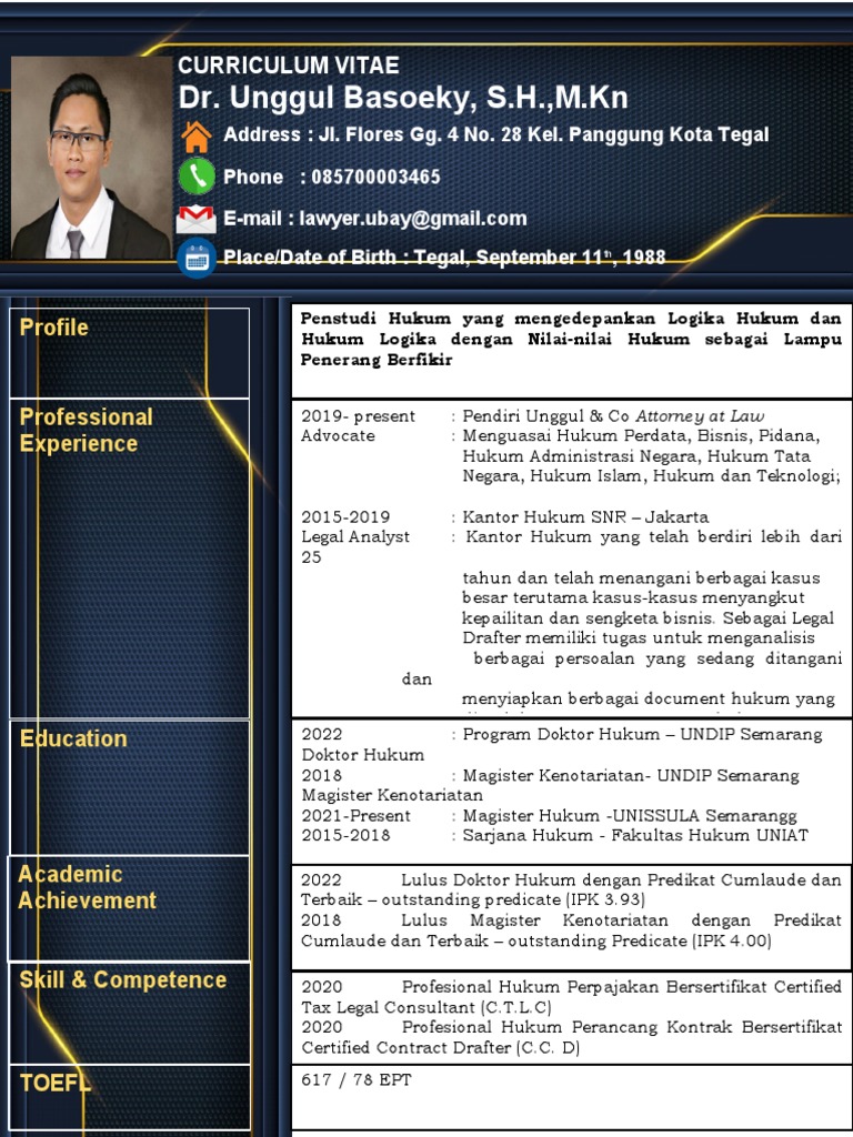 Curriculum Vitae Unggul | PDF | Hukum | Komputer