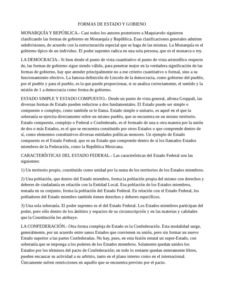 Formas de Estado y Gobierno | PDF Formas de Estado y Gobierno | PDF