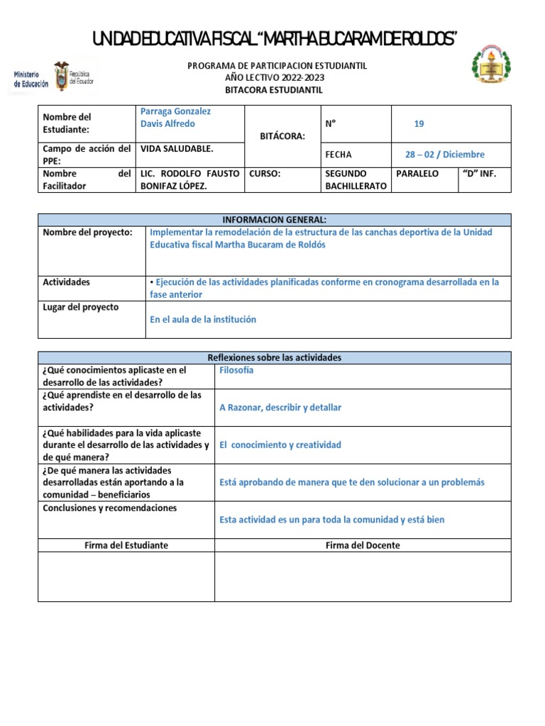 Formato de Bitacora 1 10 | PDF