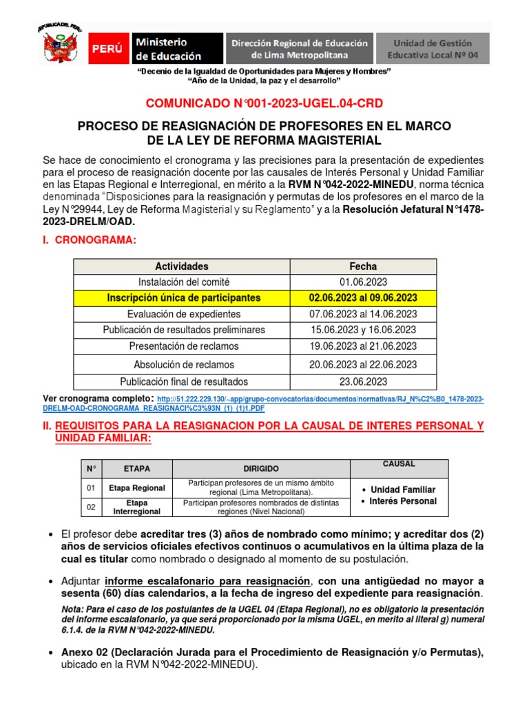 Comunicado N°001-2023-Crd | PDF | Certificado de nacimiento | Instituciones sociales