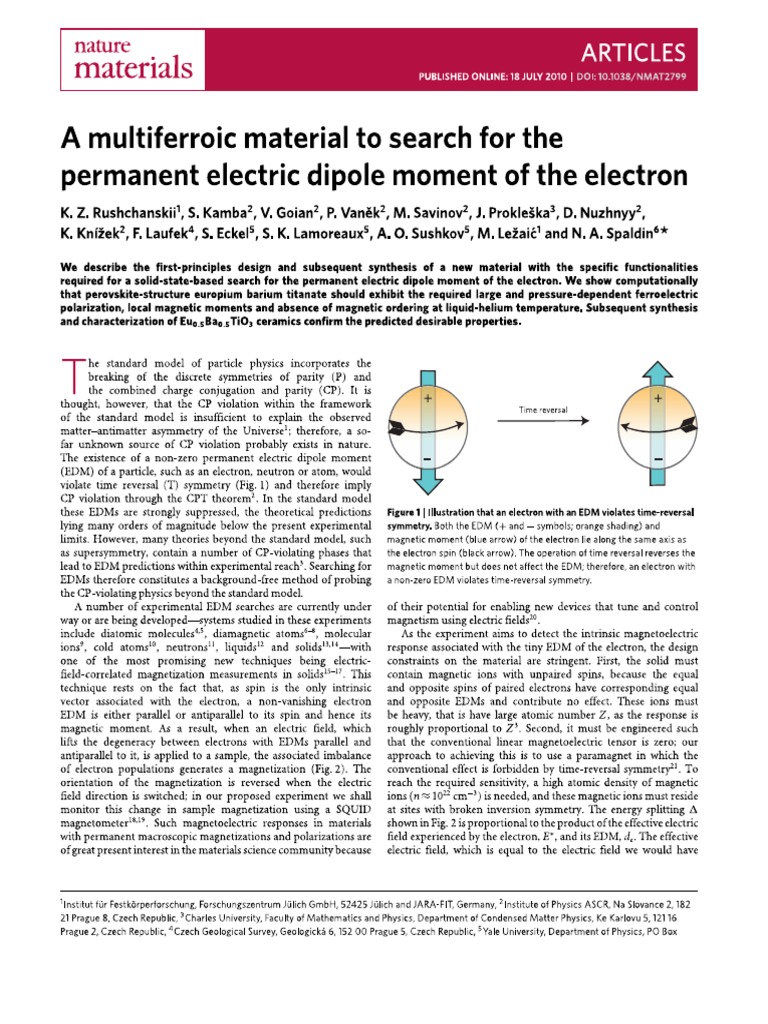 A Multiferroic Material To Search For The Permanent Electric Dipole ...