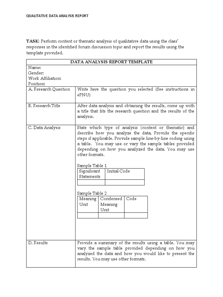 Data Analysis Report Template | PDF