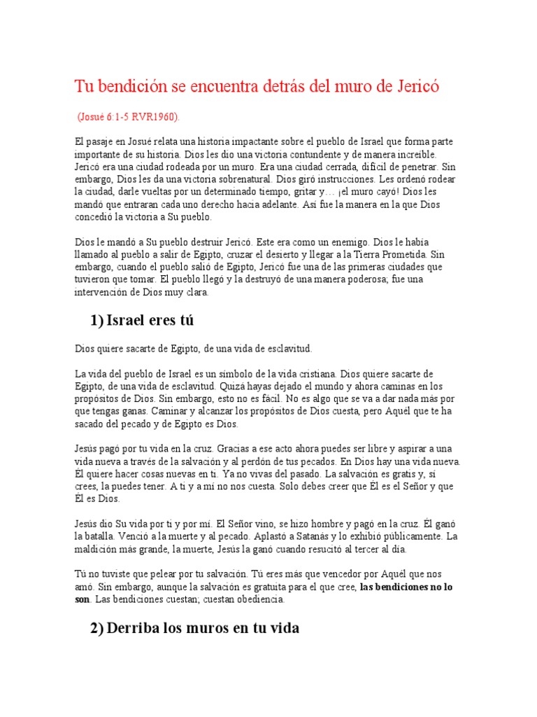 Tu Bendición Se Encuentra Detrás Del Muro de Jericó | PDF