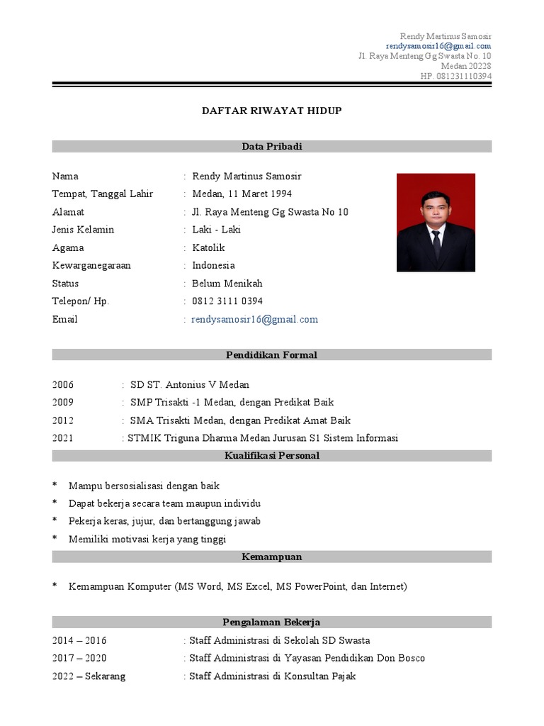 DAFTAR RIWAYAT HIDUP Musimmas | PDF