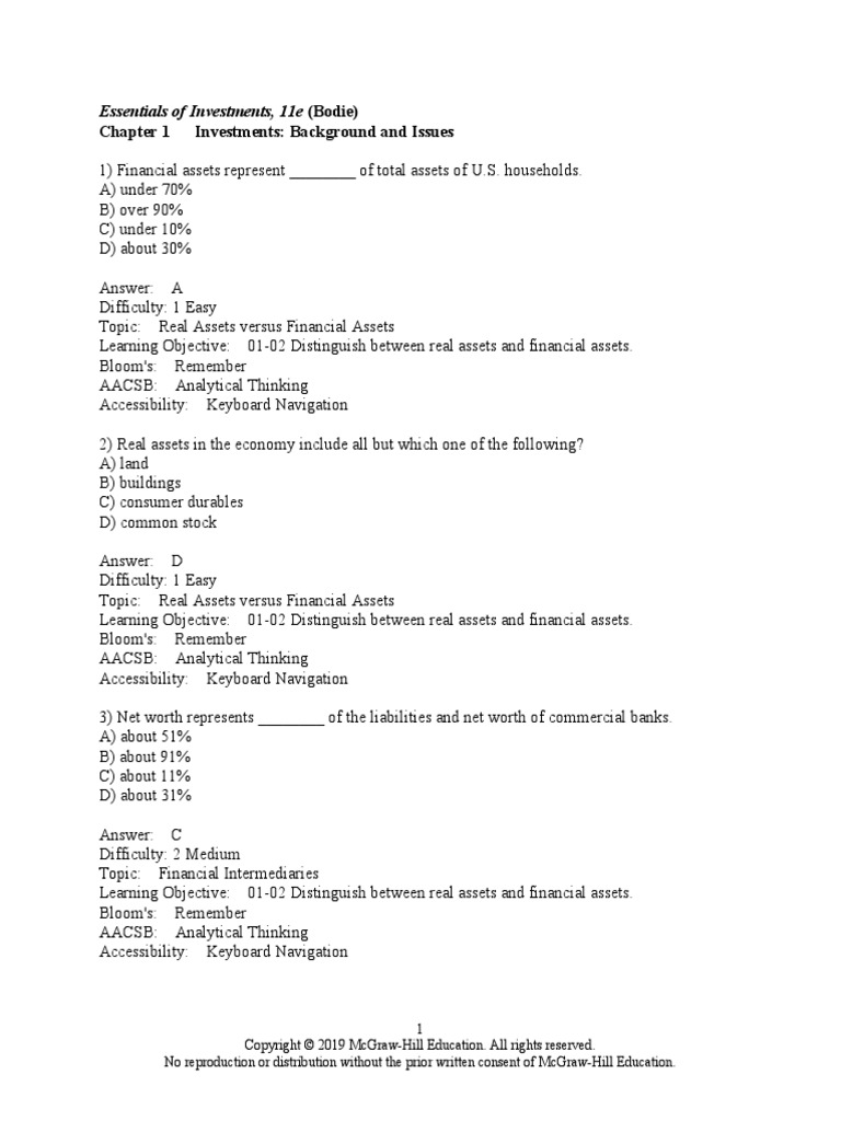 Essential Of Investments 11e Chapter 1 1 Pdf