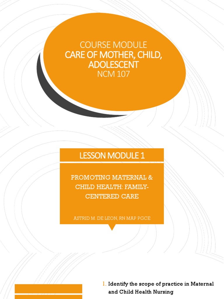 Course Module: Care of Mother, Child, Adolescent | PDF