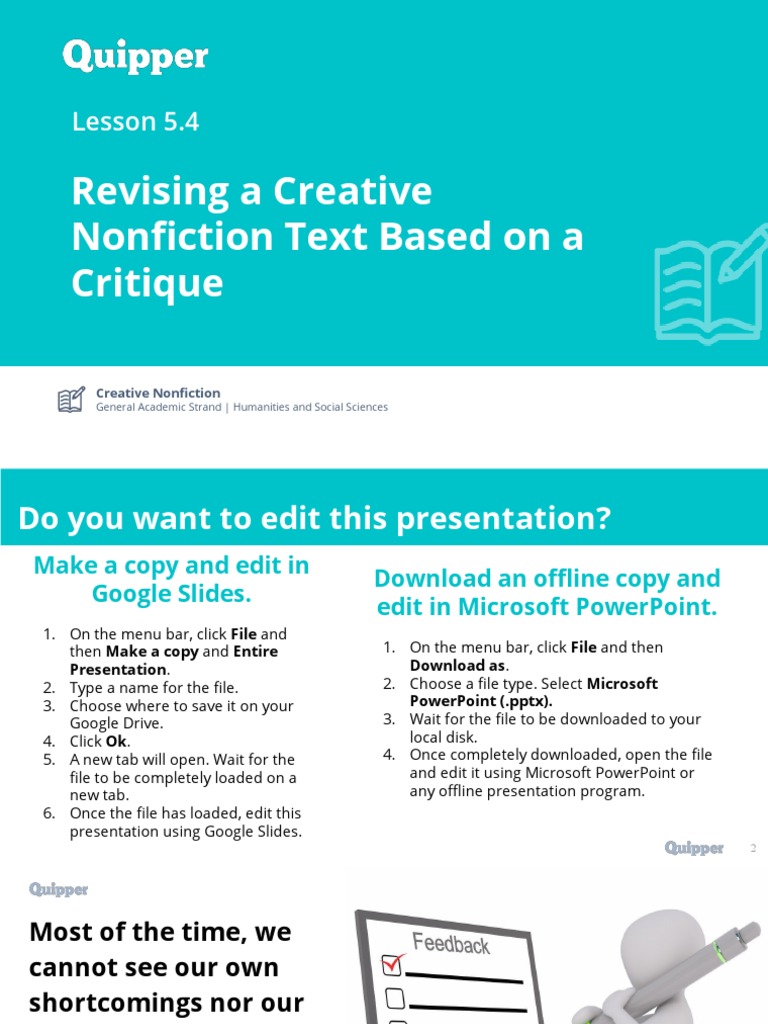 CNF11 12 Q2 0504M PS Revising A Creative Nonfiction Text Based On A ...
