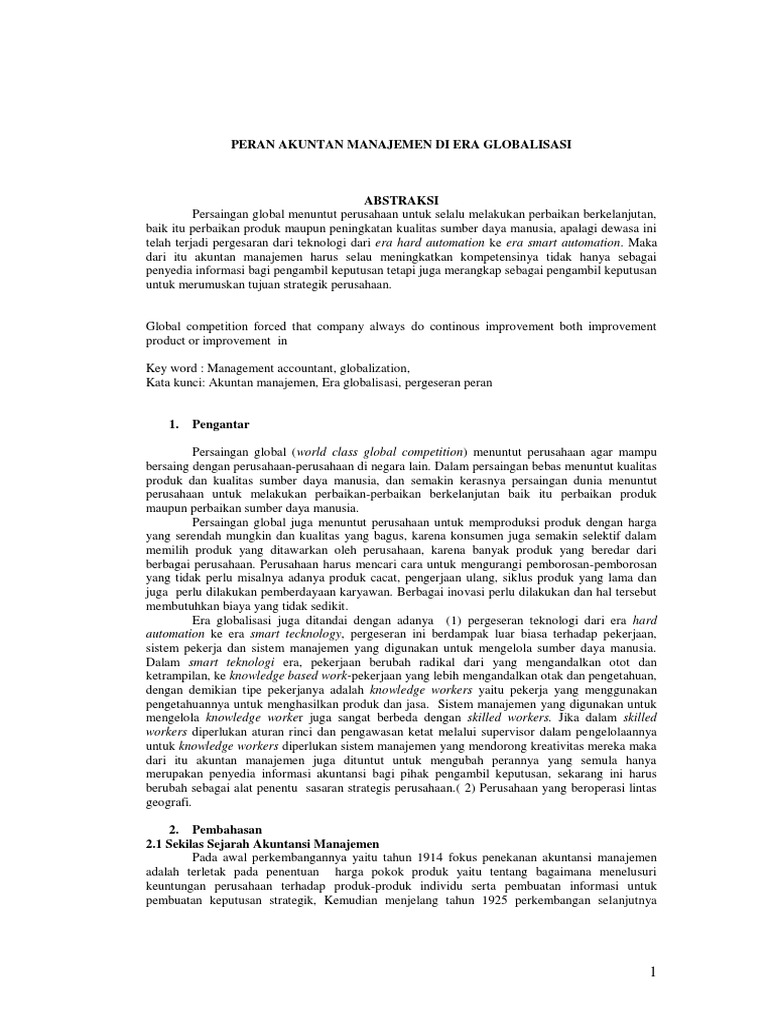 4465 ID Peran Akuntan Manajemen Di Era Globalisasi | PDF