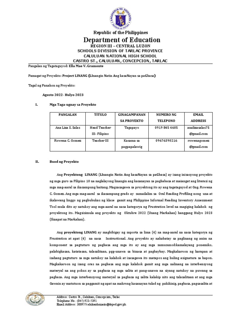 Project Linang | PDF