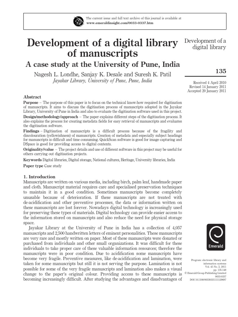 Development of A Digital Library of Manuscripts | PDF