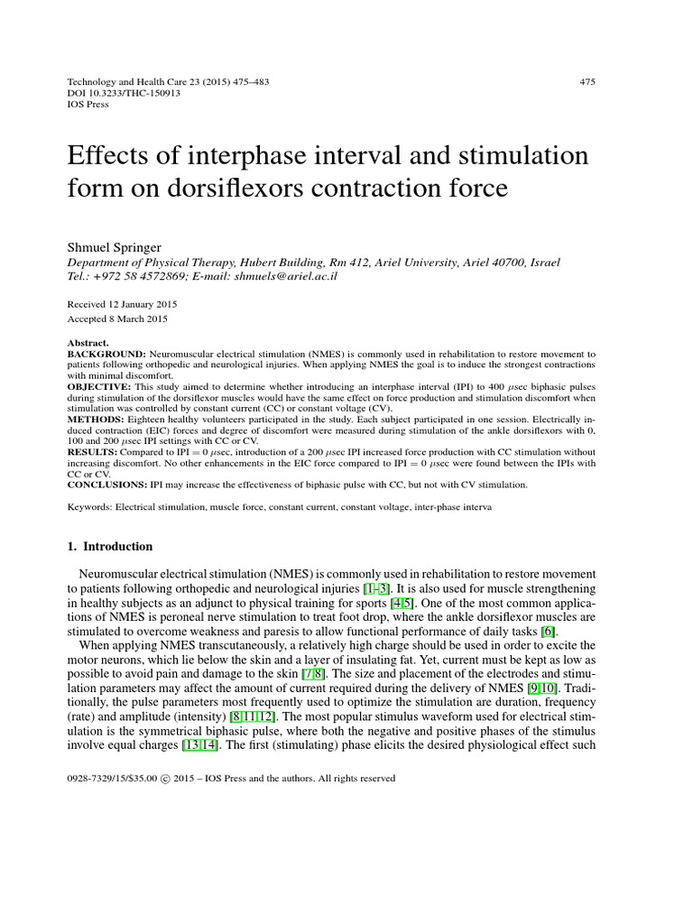 Effects Of Interphase Interval And Stimulation Form On Dorsiflexors