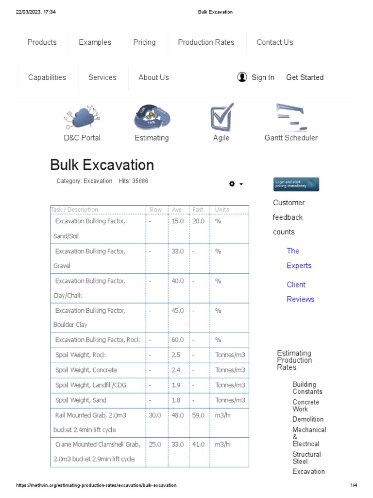Bulk Excavation Produtive Rate | PDF | Gravel