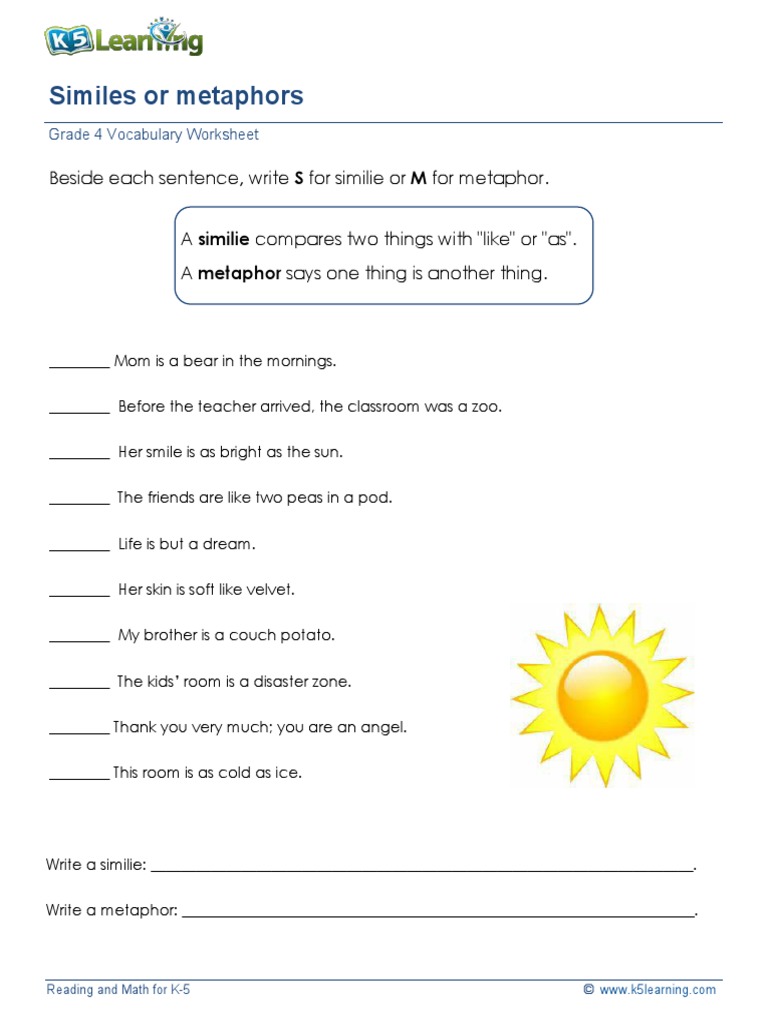 Grade 4 Simile Metaphor 2 | PDF