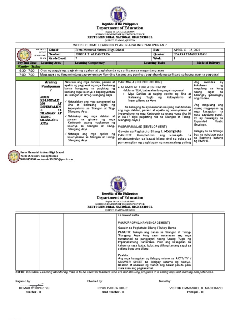 Ap7 WHLP Q4 W1 | PDF