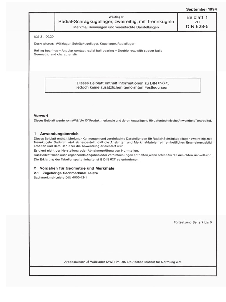 DIN 628-5 Beiblatt-1 1994-09 | PDF