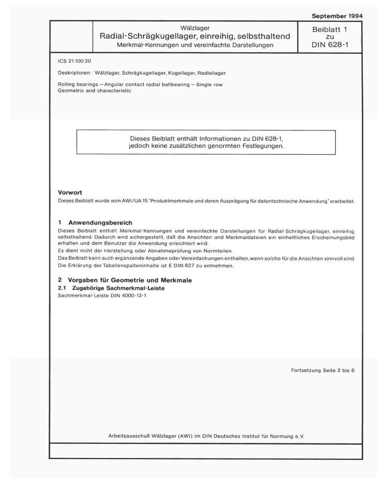 DIN 628-1 Beiblatt-1 1994-09 | PDF