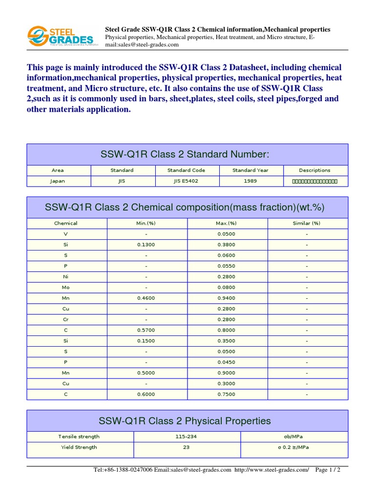 SSW-Q1R Class 2 | PDF | Rolling (Metalworking) | Pipe (Fluid Conveyance)