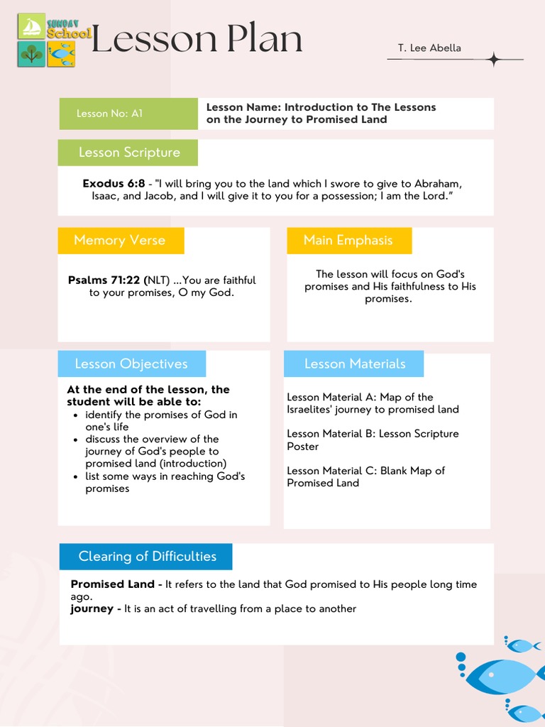 Lesson A1 Introduction To The Lessons From Israelites Journey To ...